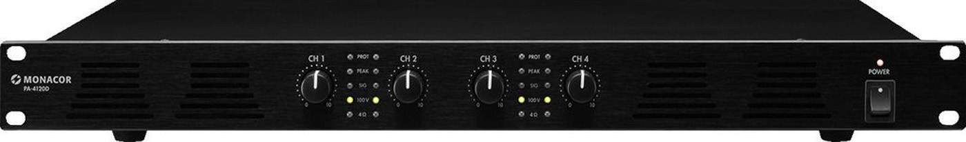Monacor PA-4120D | 4-kanałowy wzmacniacz cyfrowy 4x 120W RMS 100V